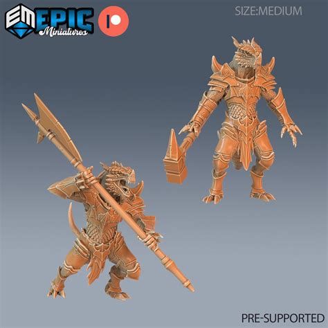 Dragonborn Paladin Miniature Reptilian Holy Warrior For Dandd