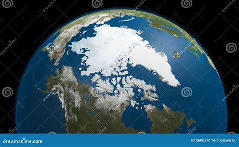 Arctic Sea Ice On Earth Globe Map 3d Illustration Elements Of This