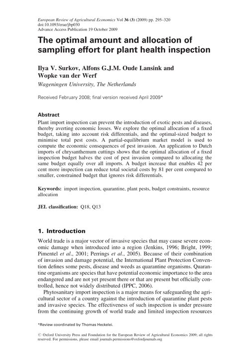 pdf the optimal amount and allocation of sampling effort for plant