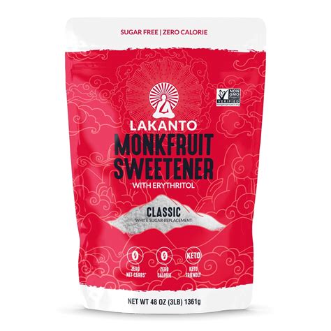 Lakanto Classic Monk Fruit Sweetener White Sugar Substitute Zero Calorie Keto Diet Friendly