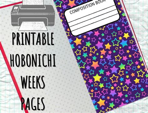 Notes Pages Compostion Neon Stars Hobonichi Weeks Full Page Stickers Digital Download Etsy