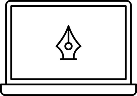 path tool in laptop screen black thin line art icon 24159036 vector