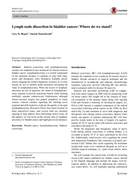 Pdf Lymph Node Dissection In Bladder Cancer Where Do We Stand