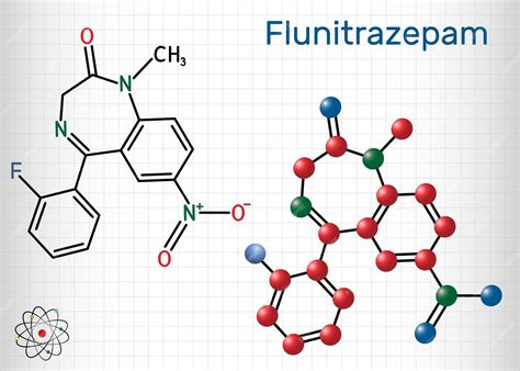Premium Vector Flunitrazepam Drug Molecule Structural Chemical Formula And Molecule Model