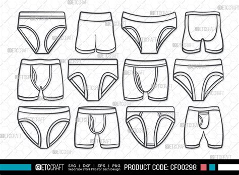 Mens Underwear Svg Bundle Boxer Briefs Outline Digital Download Etsy