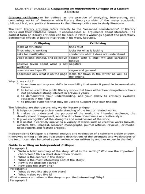 Module 3keypoints Pdf Literary Criticism Argument