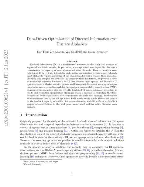 Pdf Data Driven Optimization Of Directed Information Over Discrete