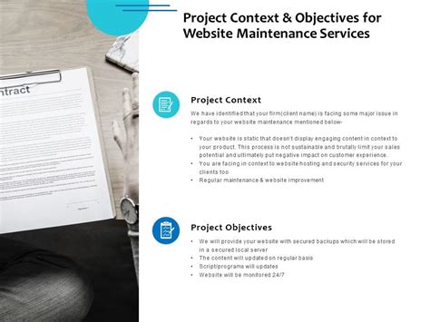 Project Context And Objectives For Website Maintenance Services Ppt Powerpo