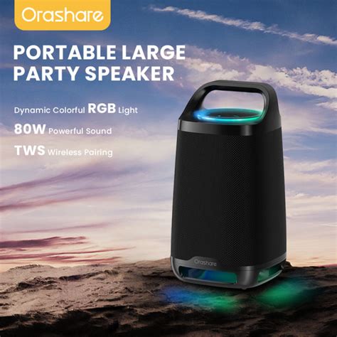 Orashare Bs21 Bluetooth Speaker With Rgb Light 80w Powerful Sound Big Size Portable Party