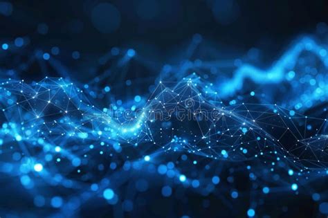 Abstract Blue Background With Polygonal Wireframe And Dots Network