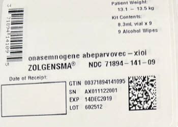 Dailymed Zolgensma Onasemnogene Abeparvovec Xioi Kit