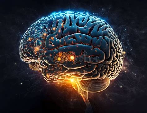 Human Brain Processing Glow With Technology Connection Data Symbols Generative Ai Stock