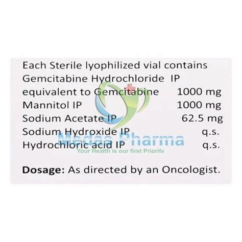 Gemcitabine 1000mg Celzar 1000mg Injection Celon Laboratories Ltd At ₹ 471vial In Surat