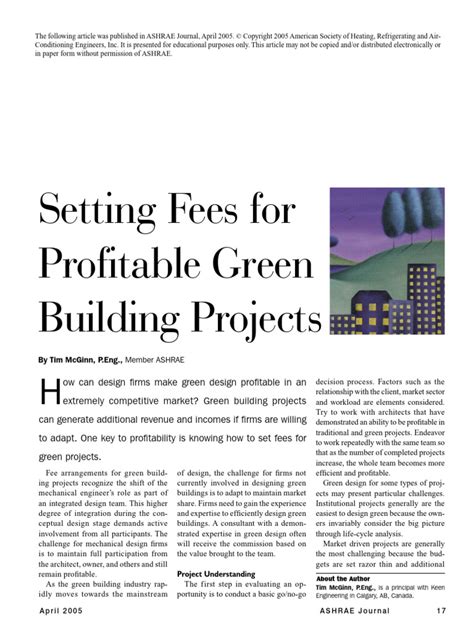2005 04 Setting Fees For Profitable Green Building Projects Mcginn