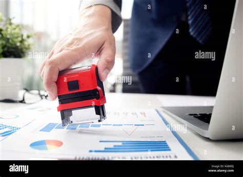 Businessman Analyst Working With Graph Chart And Stamp Business