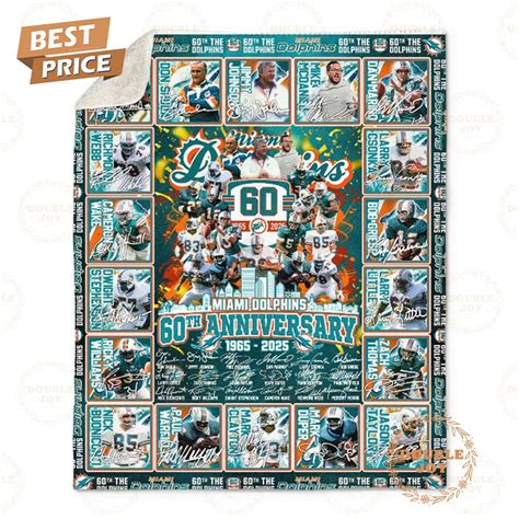 Miami Dolphins 60th Anniversary 1965 2025 Fleece Blanket