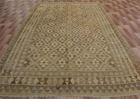 6x9 Natural Beige Afghan Kilim Rug Handwoven Wool Vintage Tribal