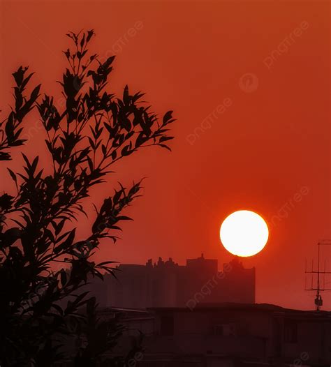 Sunset On The Terrace Background Red Sun Sunset Sunset Background
