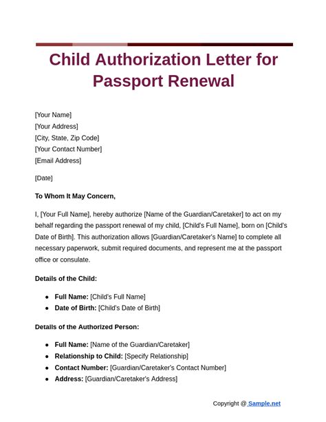 Authorization Letter For Passport Template Sample Free Word Template