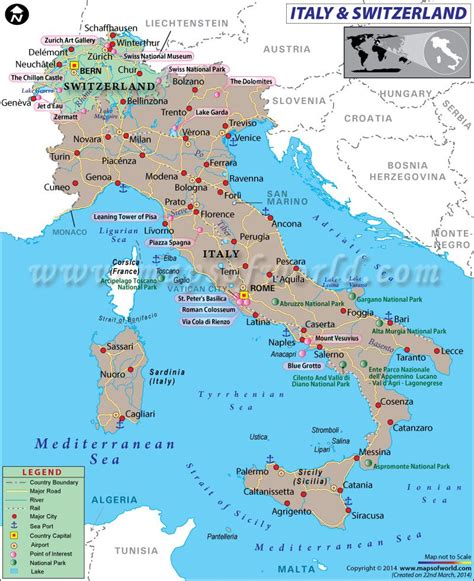 Map Of Italy And Switzerland Map Of Italy Cities Switzerland To