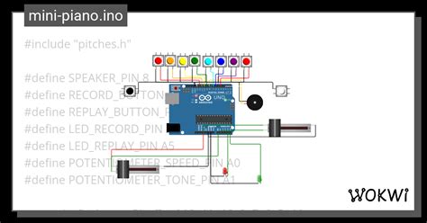 Mini Piano Ino Copy Wokwi ESP32 STM32 Arduino Simulator