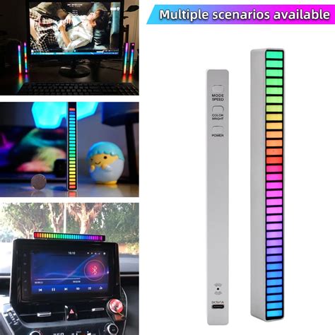 Led 라이트 바 Rgb 사운드 앱 제어 픽업 음성 활성화 리듬 조명 스트립 음악 엠비언트 라이트 램프 자동차 파티 홈 장식