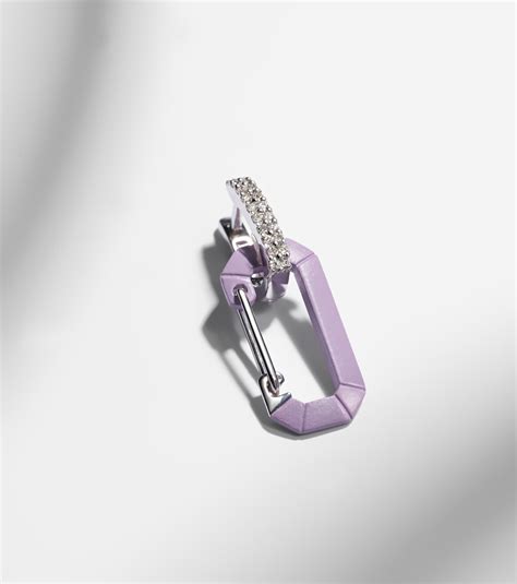 Chiara Small 18kt Gold Single Earring With Diamonds In Purple Eera