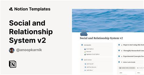 Social And Relationship System V2 Template By Anoop Karnik Notion Marketplace