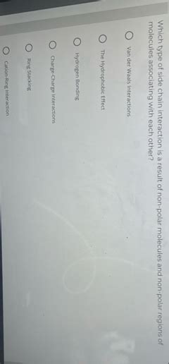 Solved Which Type Of Side Chain Interaction Is A Result Of