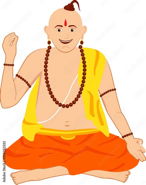 Vektorová Grafika „attractive And Creative Flat 2d Design Of Indian Pandit Character In A Very