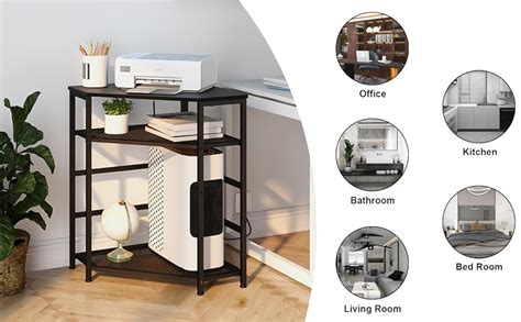 Vedecasa Corner Printer Stand Table With Power Outlet