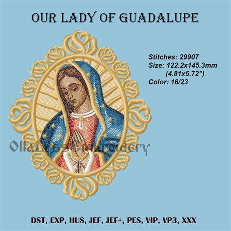 Our Lady Of Guadalupe 5x6 Machine Embroidery Design