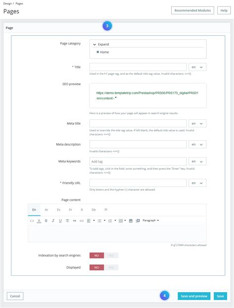prestashop how to manage cms pages content templatetrip help