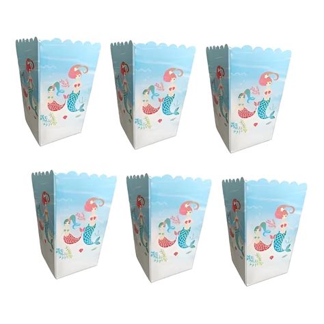 Generico Packx6 Cajas Para Cabritas Decoracion Cumpleaños Sirena 102