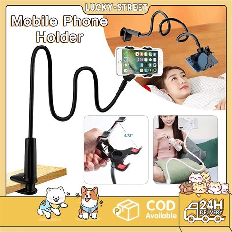 Phone Holder For Adjustable Bed Flexible Arm 360° Mount Clip Bracket