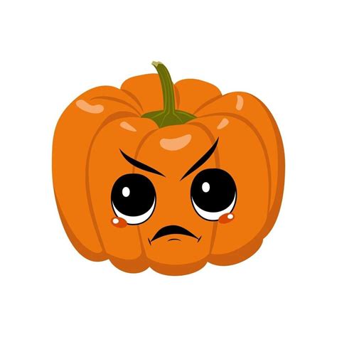 Cute Pumpkin Character With Angry Emotions Grumpy Face Furious Eyes Festive Decoration For