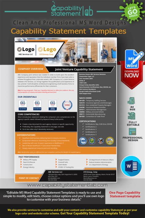 Joint Venture Capability Statement Template Ms Word File