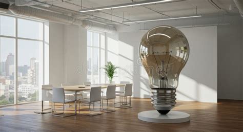 Giant Light Bulb In Modern Office A Massive Light Bulb Dominates A