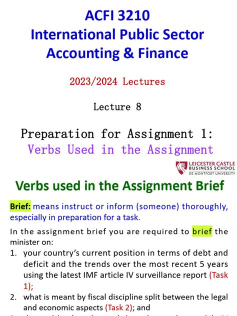 Lecture 8 2 Preparation For Assignment 1 Verbs Used In The Assignment Lz Pdf Government