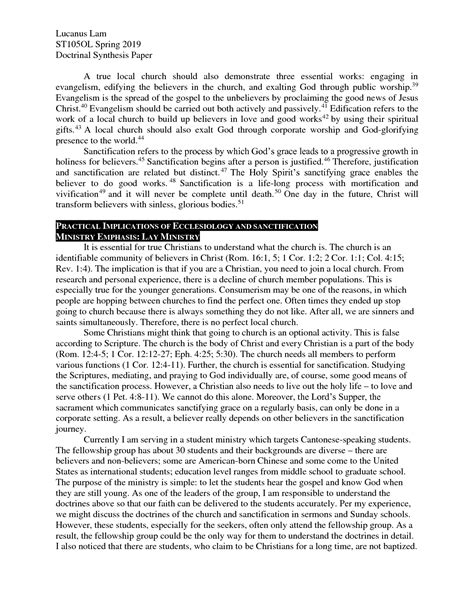 Solution Dts St5105 Doctrinal Statement Ecclesiology And