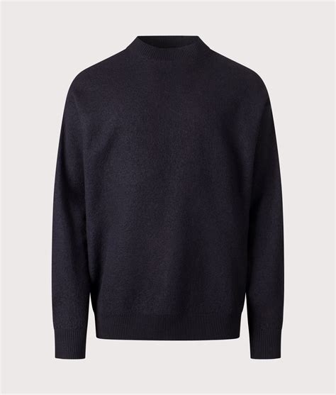Relaxed Fit Rom Boiled Wool Jumper In Navy Norse Projects Eqvvs