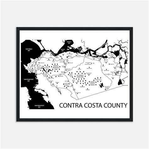 Contra Costa County Map Print California County Map Poster Framed Or