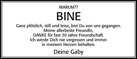 Traueranzeigen Von Bine Trauerportal Der Celleschen Zeitung