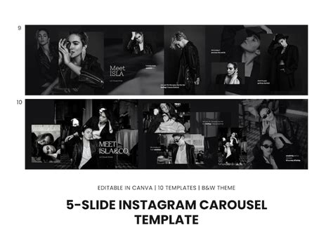 Minimalist Instagram Carousel Template Black And White 10 Slides