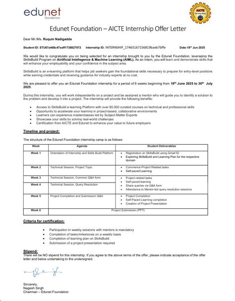 Internship Ai Machinelearning Edunetfoundation Skillsbuild Aicte