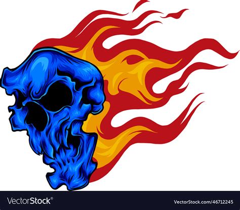 Skull Fire On White Background Royalty Free Vector Image