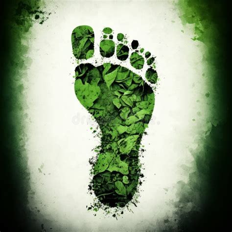 Ecological Footprint Symbol With Green Grass Foot Print Generative Ai