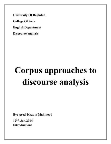 Corpus Approaches To Discourse Analysis Docx