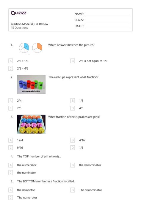 50 Fraction Models Worksheets On Quizizz Free And Printable