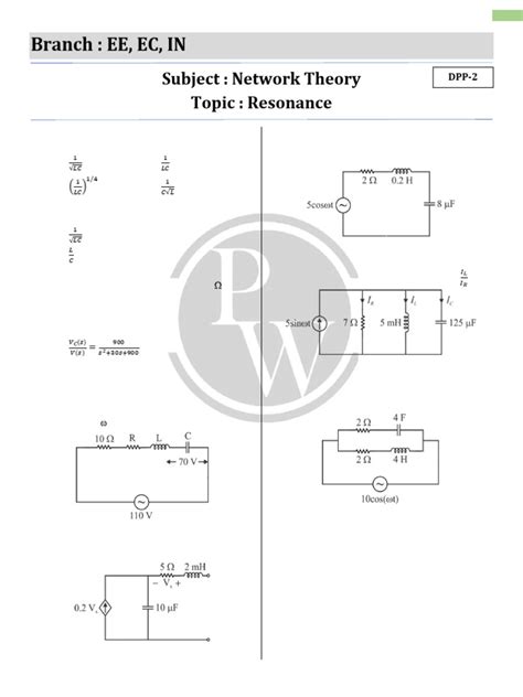 Resonance Dpp 02 Of Lec 2 And 3 Shreshth Gate 2025 Electrical Weekday Hinglish Pdf